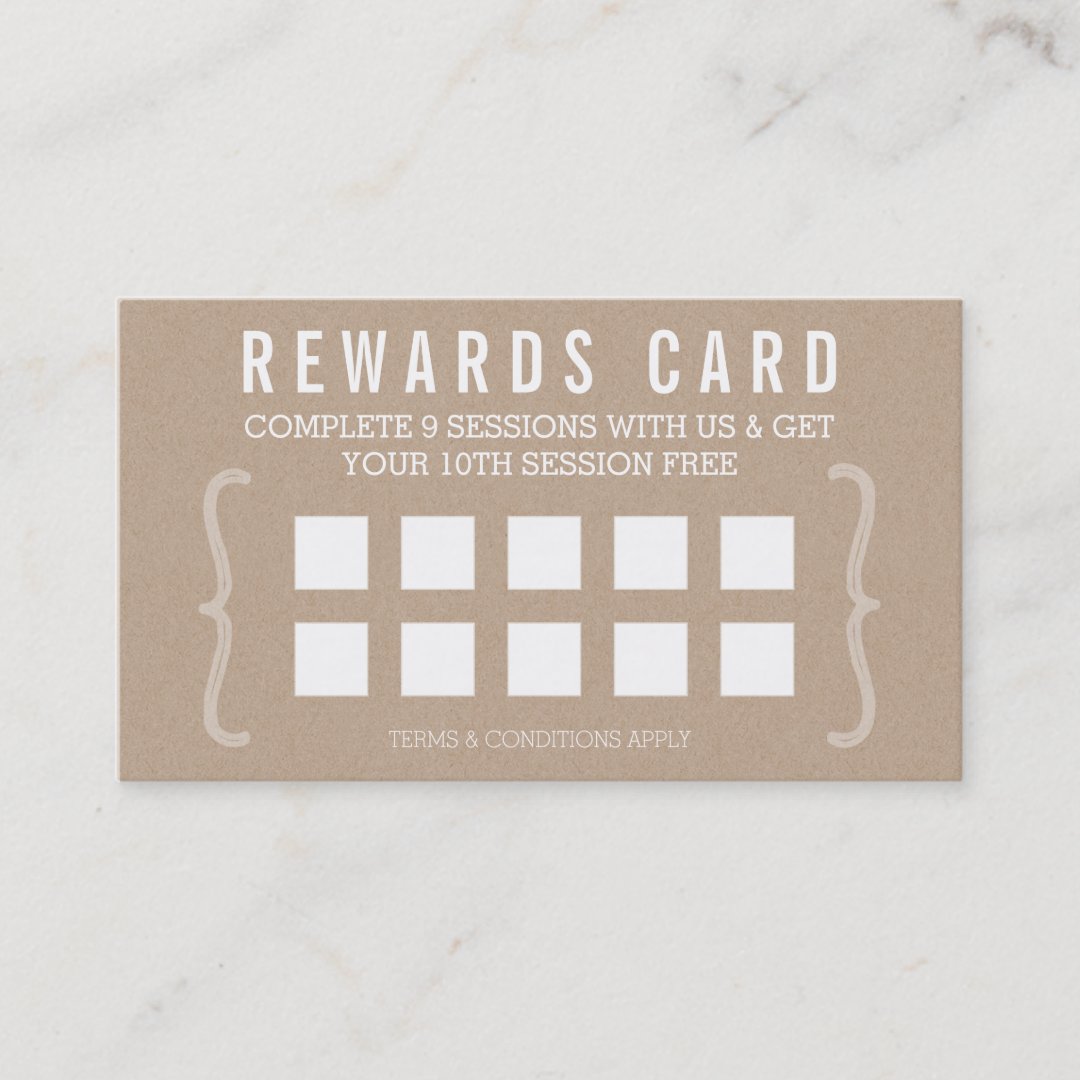 REWARD PUNCH CARD simple text minimal trendy kraft | Zazzle