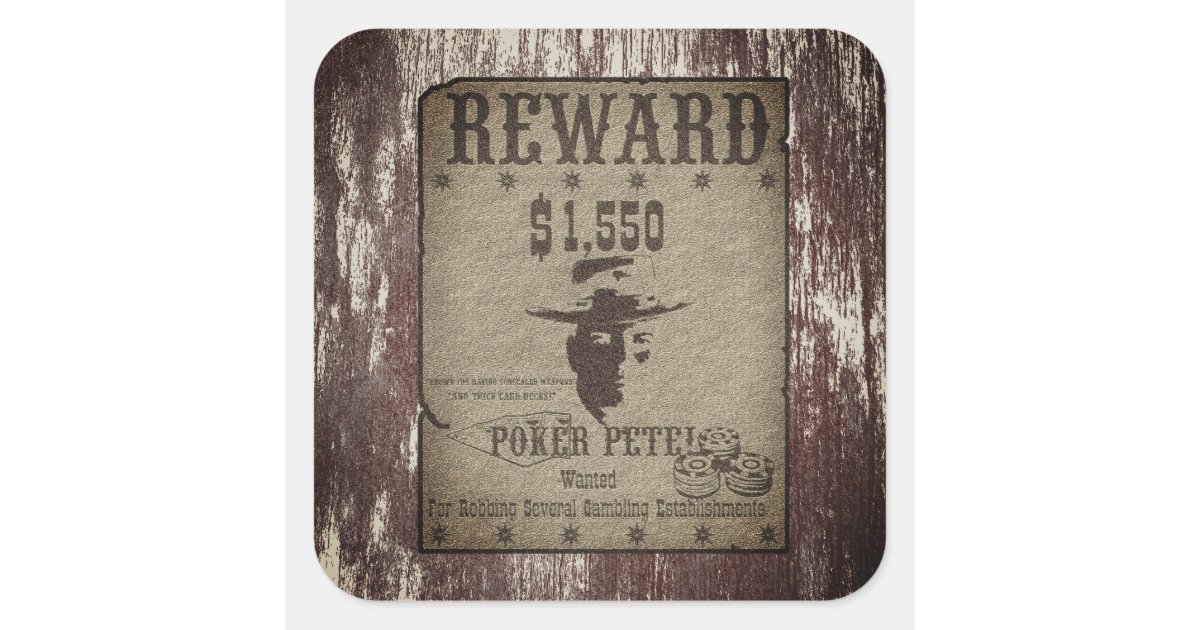 Reward Western Poster Square Sticker | Zazzle
