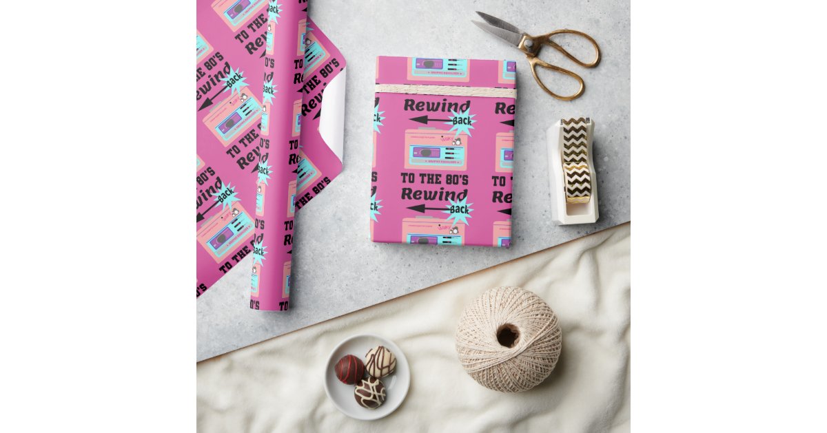 Rewind Back to the 80's Wrapping Paper | Zazzle