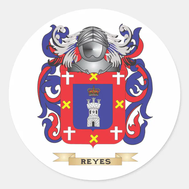 Reyes Coat of Arms (Family Crest) Classic Round Sticker | Zazzle