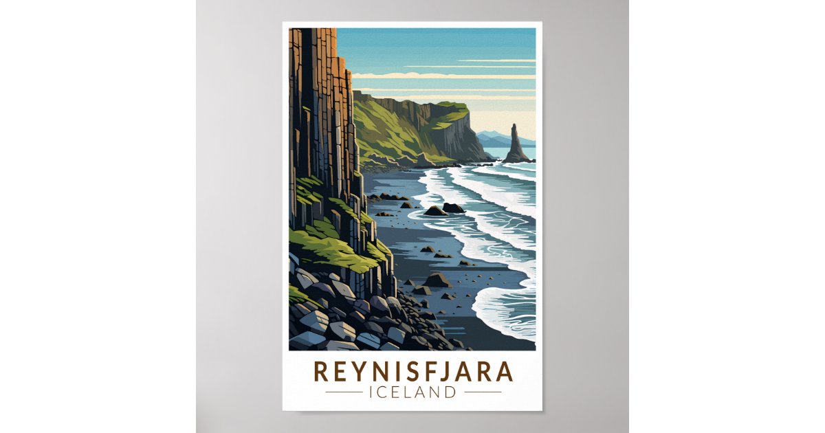 Reynisfjara Beach Iceland Travel Art Vintage Poster | Zazzle