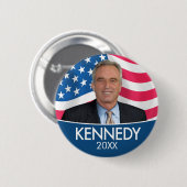 RFK JR - Robert Kennedy Photo with Flag 2024 Button | Zazzle