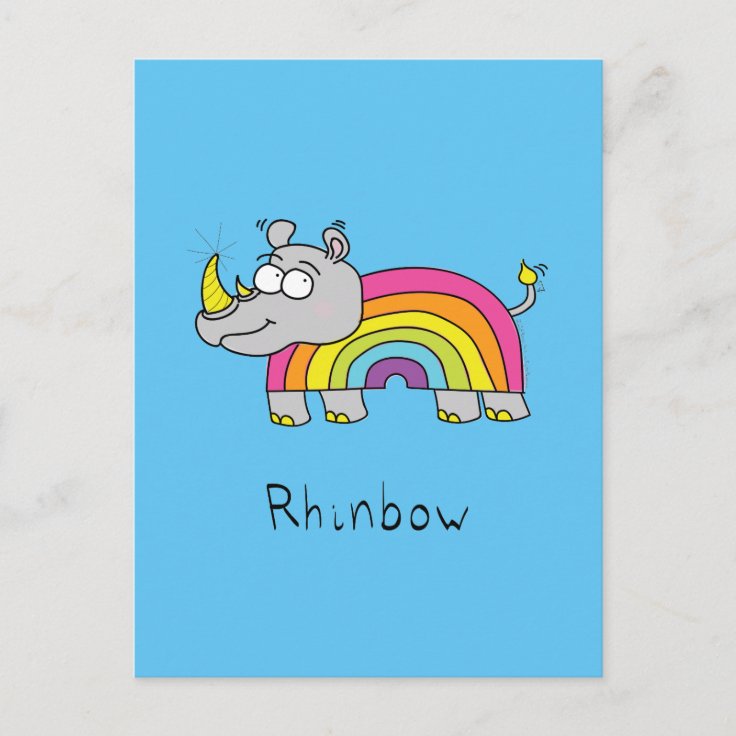 Rhinbow Rhino Rainbow Postcard | Zazzle