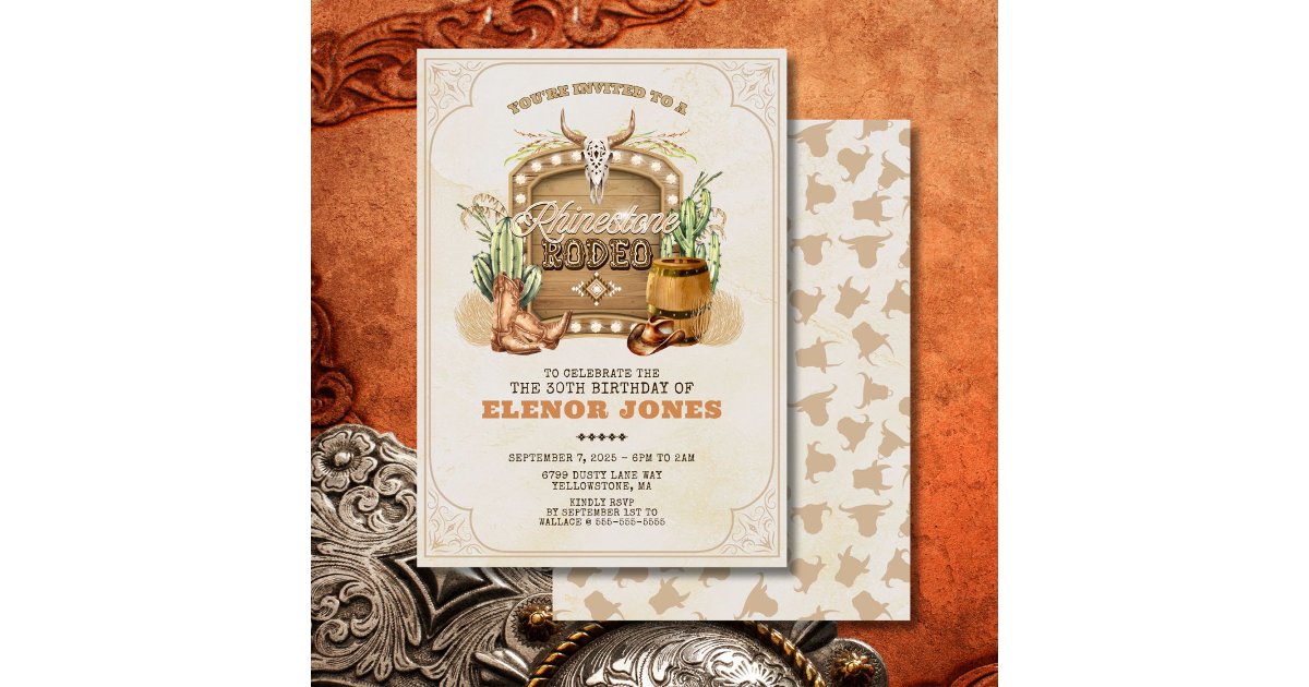Rhinestone Rodeo Birthday Invitation | Zazzle