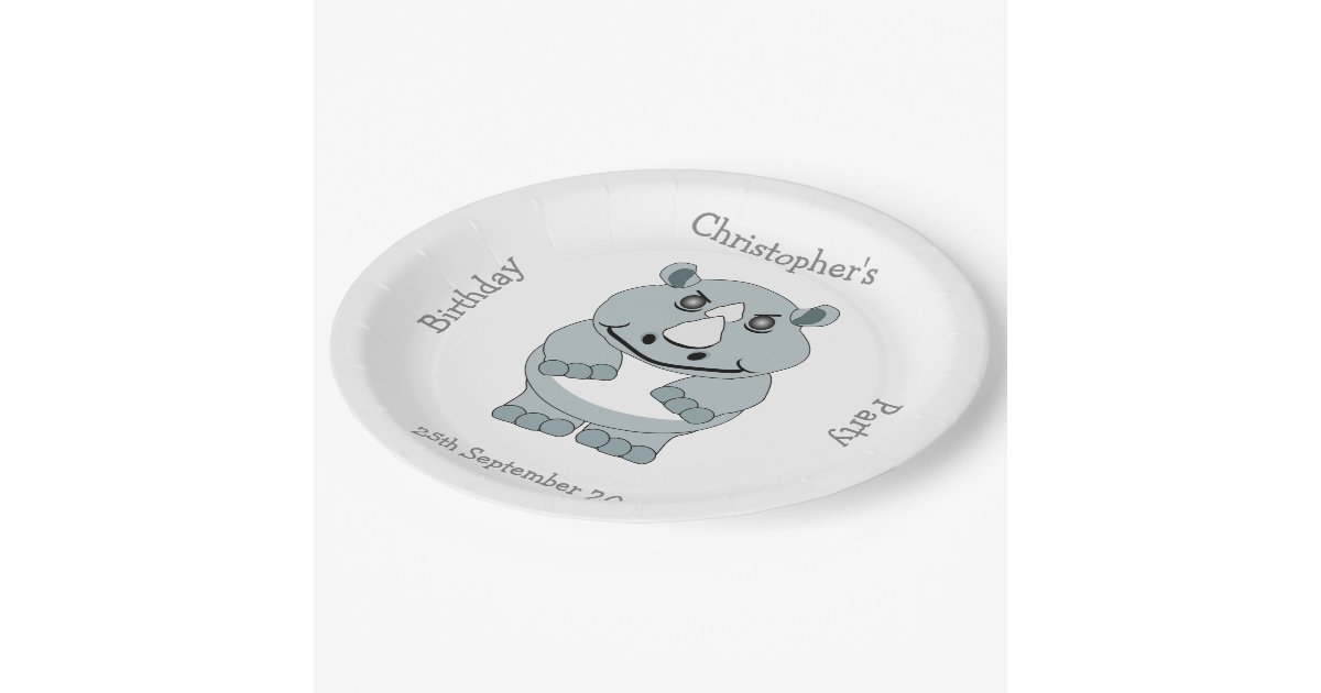 Rhino Design Birthday Party Paper Plates | Zazzle