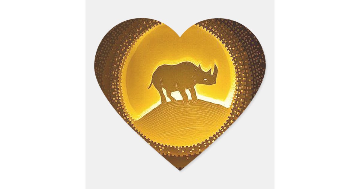Rhino Heart Sticker | Zazzle