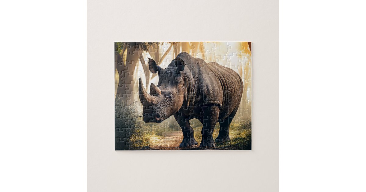 Rhino Jigsaw Puzzle - Jungle | Zazzle