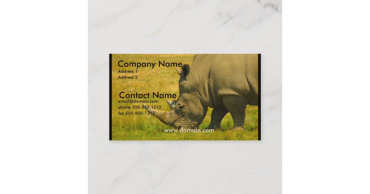 Rhino Photo Business Card | Zazzle