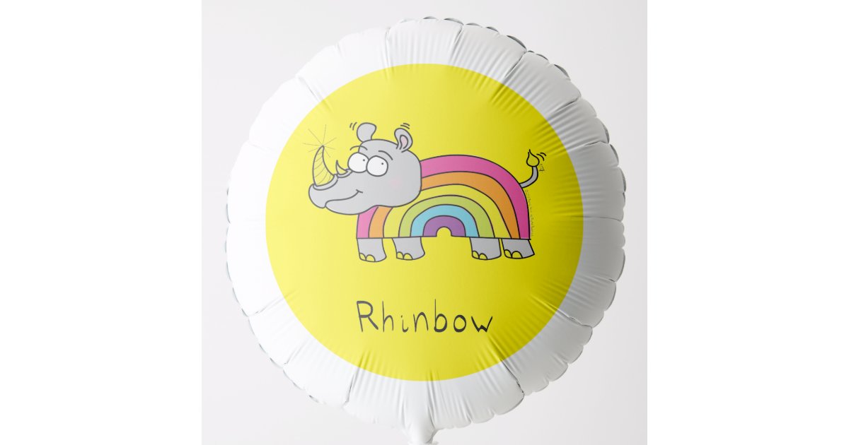Rhino Rainbow Funny Cute Kids Rhinoceros Balloon | Zazzle