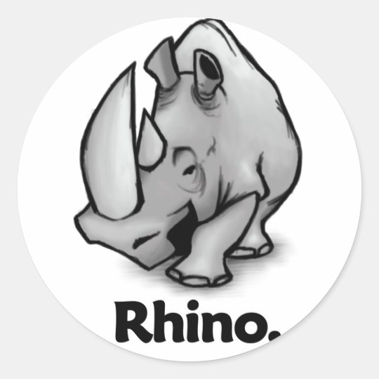 Rhino Rhino. Classic Round Sticker | Zazzle.com
