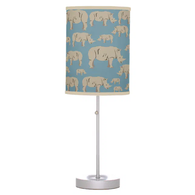 Rhinoceros Rhino Illustration Pattern Table Lamp | Zazzle