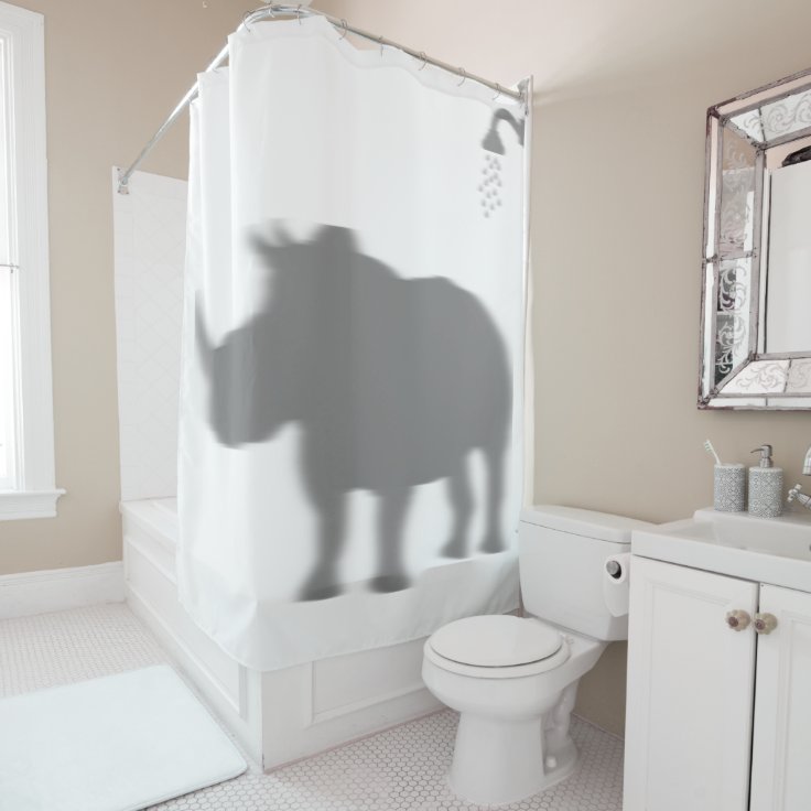 Rhinoceros Silhouette Shadow Behind Shower Curtain | Zazzle