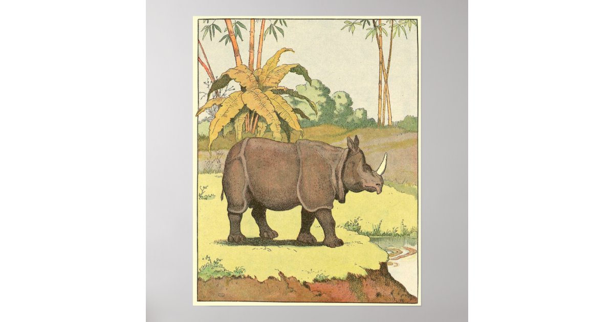 Rhinoceros Story Book Illustrated Poster | Zazzle
