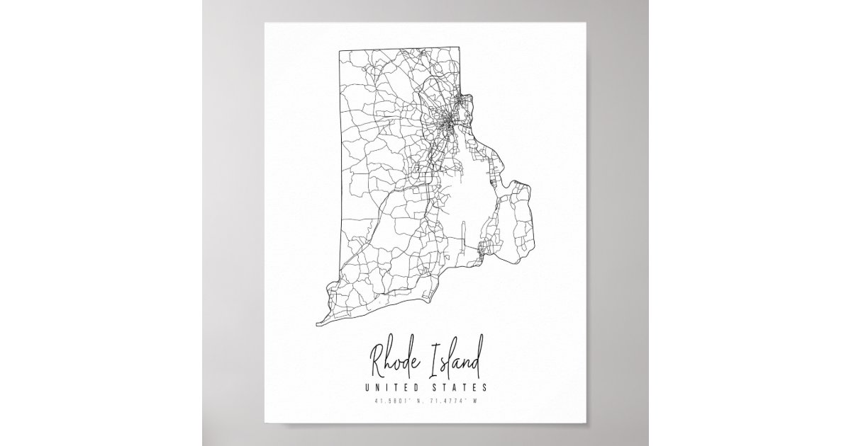 Rhode Island Minimal Street Map Poster | Zazzle