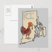 Rhode Island RI Map & Cartoon Red Chicken Art Postcard | Zazzle