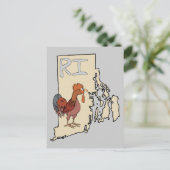 Rhode Island RI Map & Cartoon Red Chicken Art Postcard | Zazzle