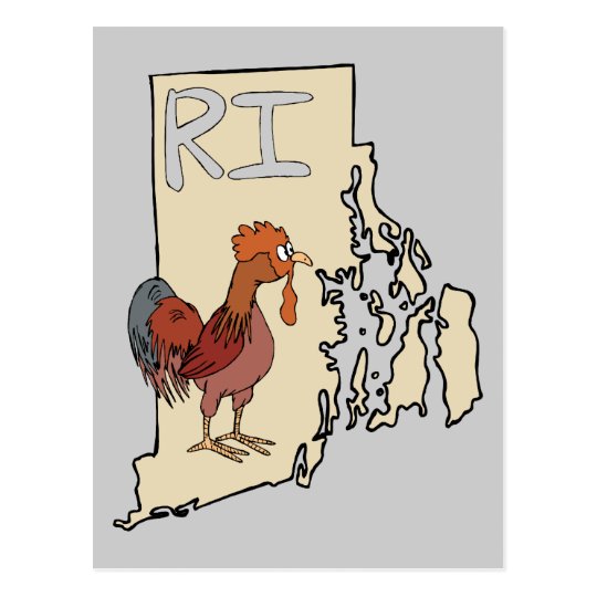 Rhode Island RI Map & Cartoon Red Chicken Art Postcard | Zazzle.com