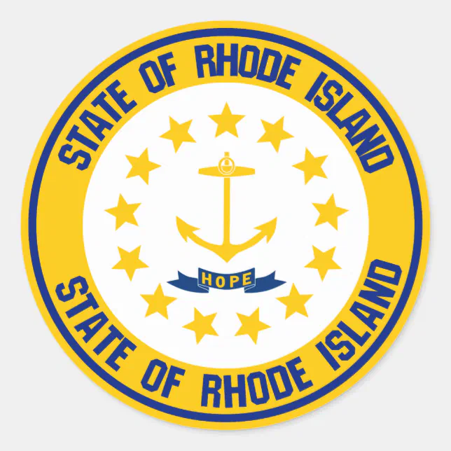 Rhode Island Round Emblem Classic Round Sticker | Zazzle