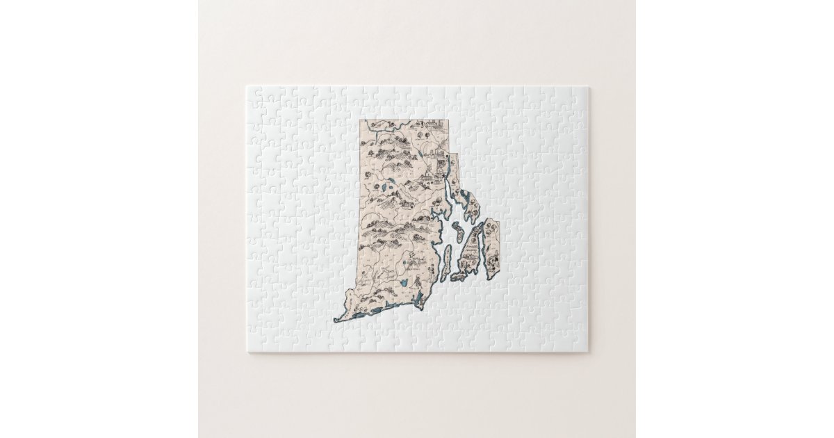 Rhode Island Shaped Vintage Picture Map Jigsaw Puzzle | Zazzle