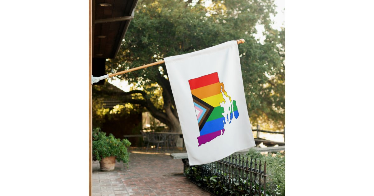Rhode Island State Pride LGBTQ Progress Pride House Flag | Zazzle