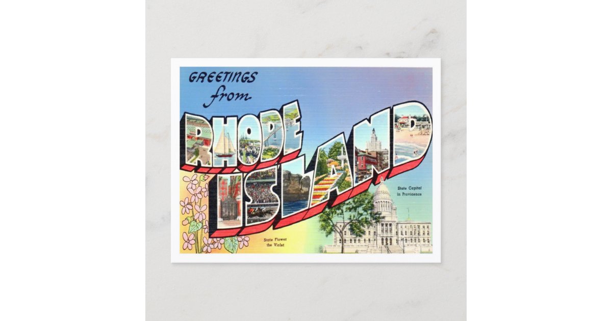 Rhode Island Vintage Big Letters Postcard | Zazzle