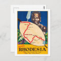 Rhodesia, traditional warrior with map on shield postcard | Zazzle