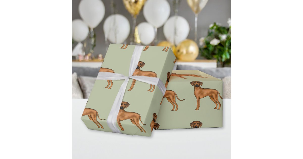 Rhodesian Ridgeback African Lion Dog Pattern Green Wrapping Paper | Zazzle