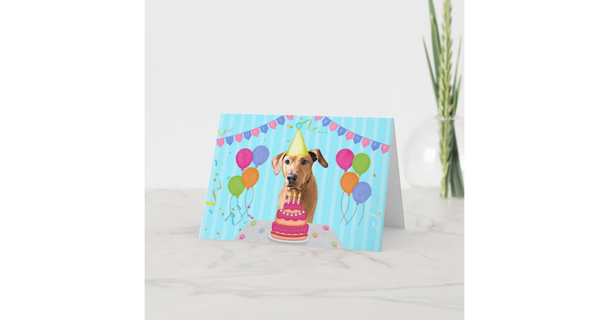 Rhodesian Ridgeback Birthday Holiday Card | Zazzle
