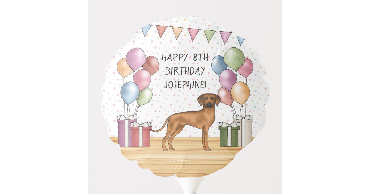 Rhodesian Ridgeback Colorful Pastel Happy Birthday Balloon | Zazzle