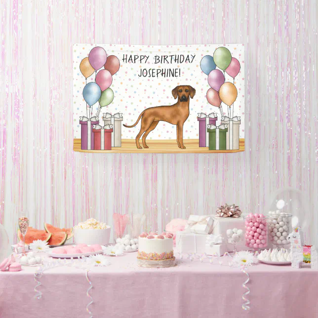 Rhodesian Ridgeback Colorful Pastel Happy Birthday Banner | Zazzle
