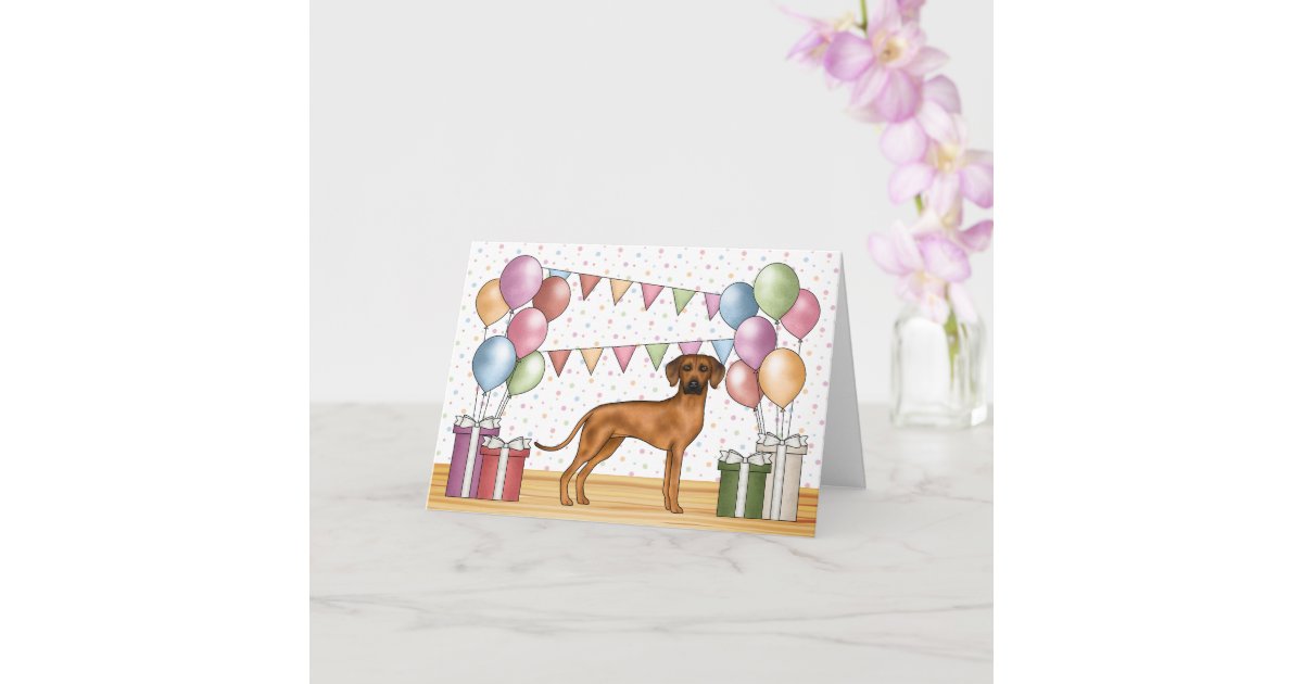 Rhodesian Ridgeback Colorful Pastel Happy Birthday Card | Zazzle