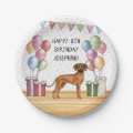 Rhodesian Ridgeback Colorful Pastel Happy Birthday Paper Plates | Zazzle