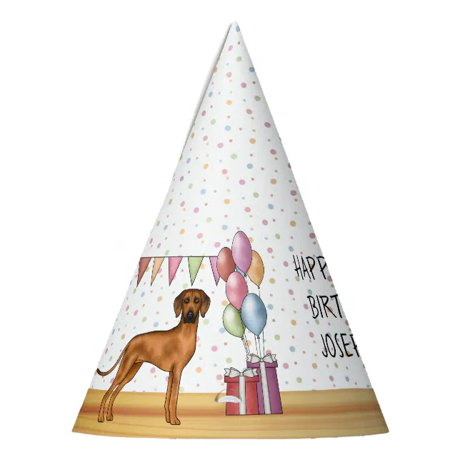 Rhodesian Ridgeback Colorful Pastel Happy Birthday Party Hat | Zazzle