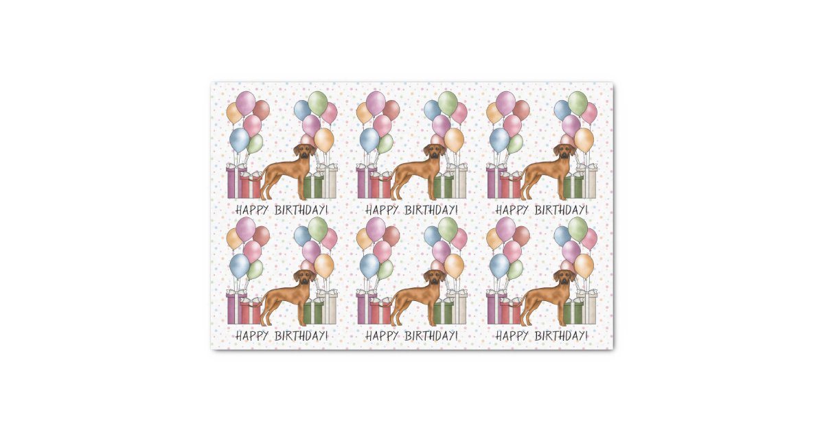 Rhodesian Ridgeback Colorful Pastel Happy Birthday Tissue Paper | Zazzle
