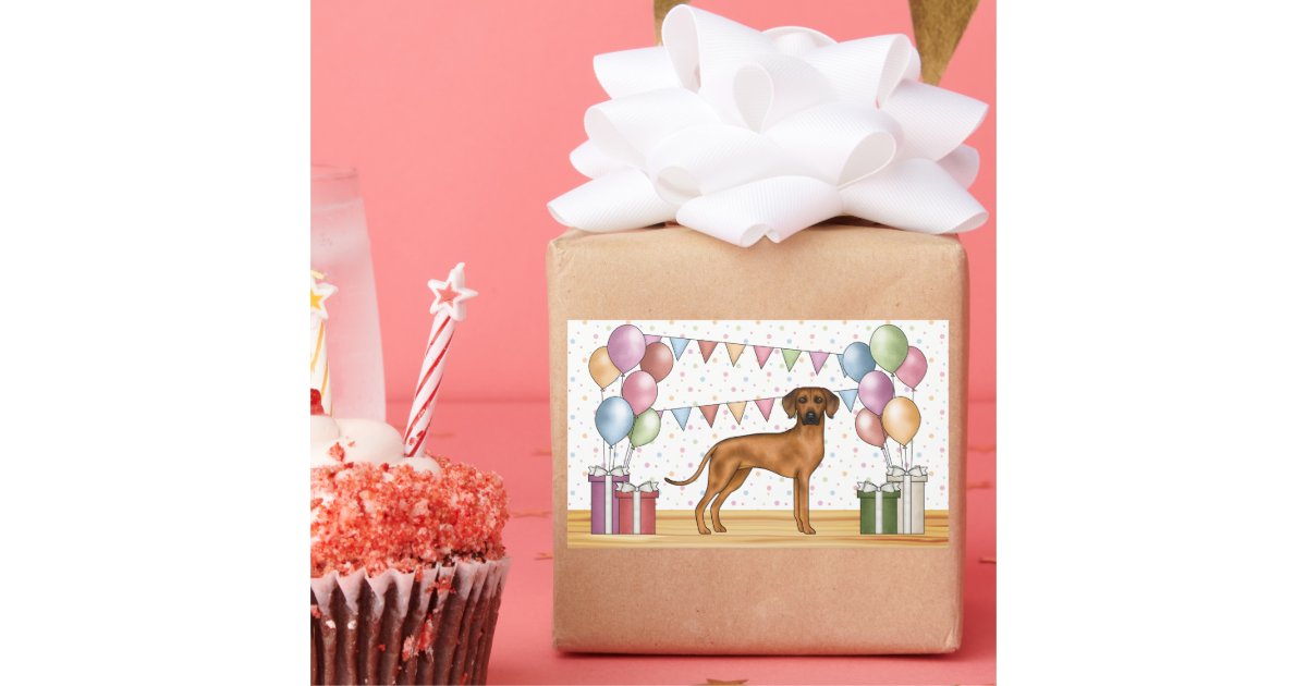 Rhodesian Ridgeback Cute Colorful Pastel Birthday Rectangular Sticker ...