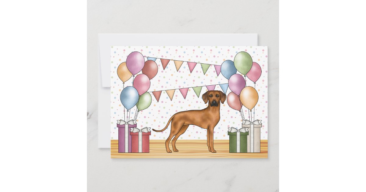 Rhodesian Ridgeback Dog Colorful Pastel Birthday Invitation | Zazzle