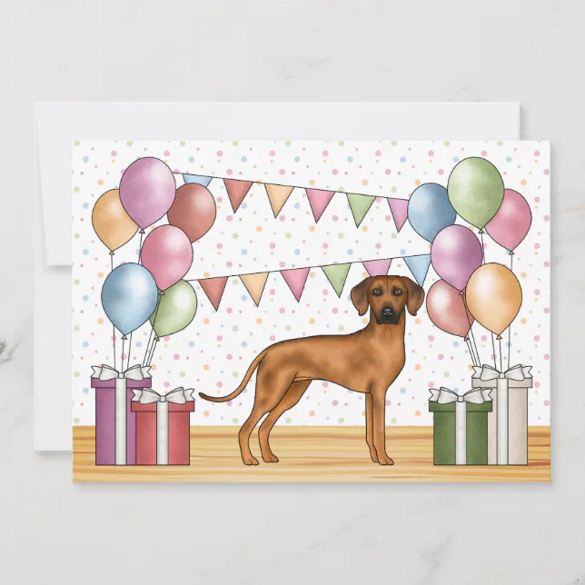 Rhodesian Ridgeback Dog Colorful Pastel Birthday Invitation | Zazzle