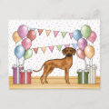 Rhodesian Ridgeback Dog Colorful Pastel Birthday Postcard | Zazzle