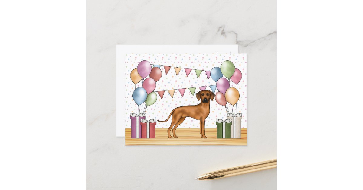 Rhodesian Ridgeback Dog Colorful Pastel Birthday Postcard | Zazzle