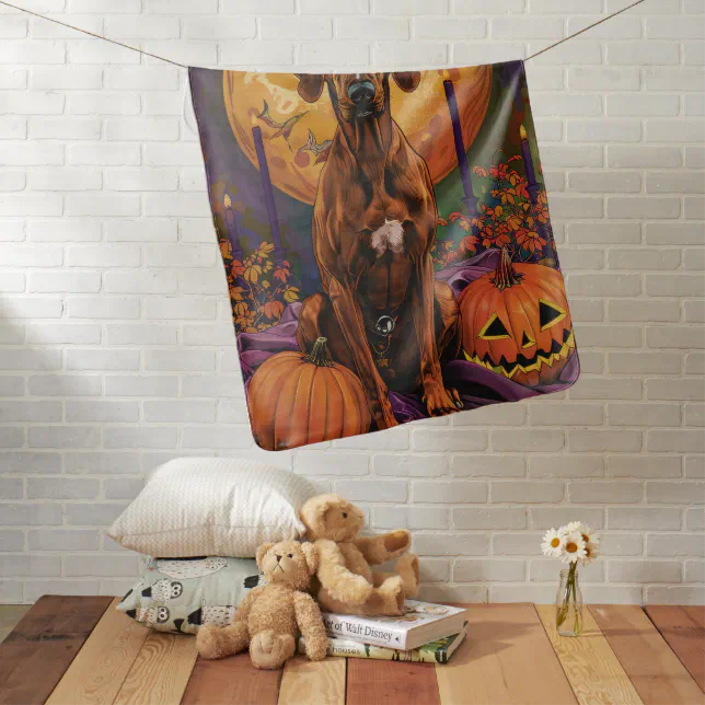 Rhodesian Ridgeback Dog Halloween Witch Pumpkin Baby Blanket | Zazzle