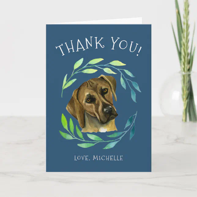 Rhodesian Ridgeback Dog with a Wreath | Thank You Holiday Card | Zazzle