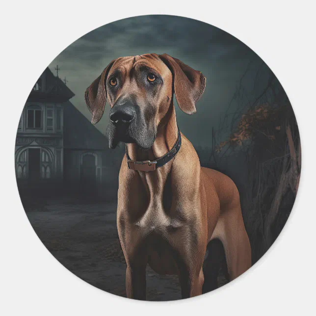 Rhodesian Ridgeback Halloween Scary Classic Round Sticker | Zazzle