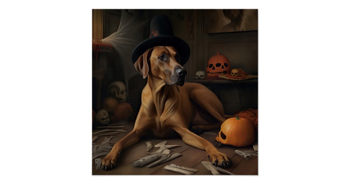 Rhodesian Ridgeback Pumpkins Halloween Scary Poster | Zazzle