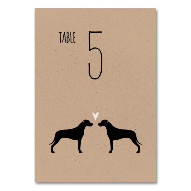 Rhodesian Ridgeback Silhouettes Wedding Reception Table Number | Zazzle