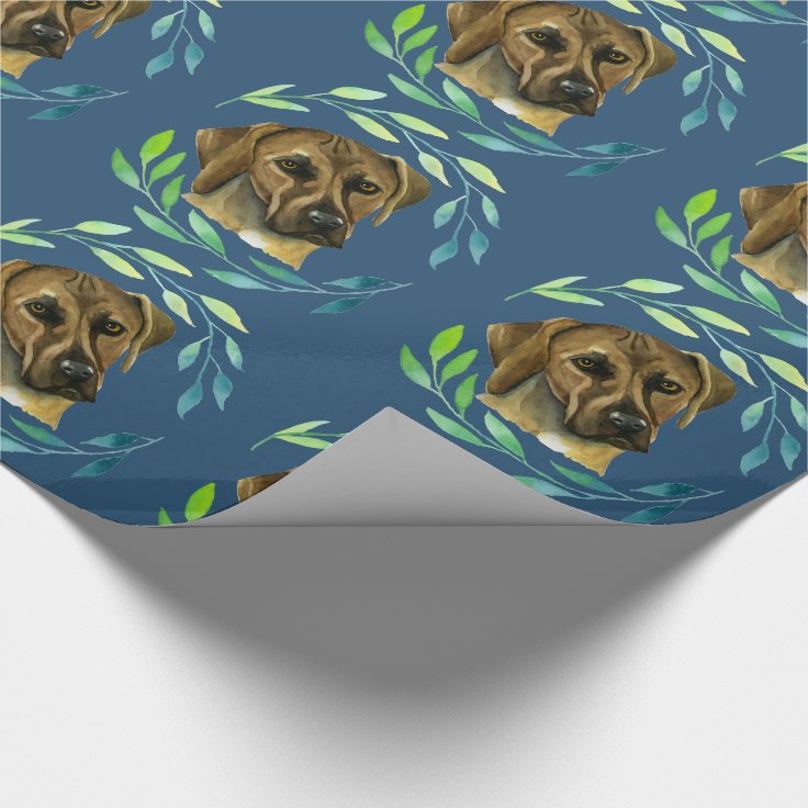 Rhodesian Ridgeback with a Wreath Watercolor Wrapping Paper | Zazzle