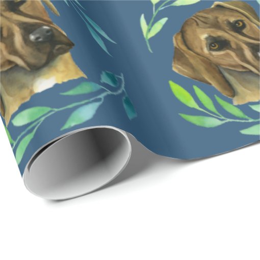 Rhodesian Ridgeback with a Wreath Watercolor Wrapping Paper | Zazzle