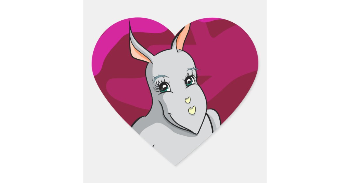 Rhonda Rhino Heart Sticker | Zazzle