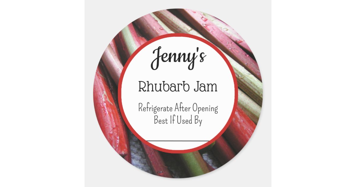 Rhubarb Jam Custom Canning Jar Sticker | Zazzle