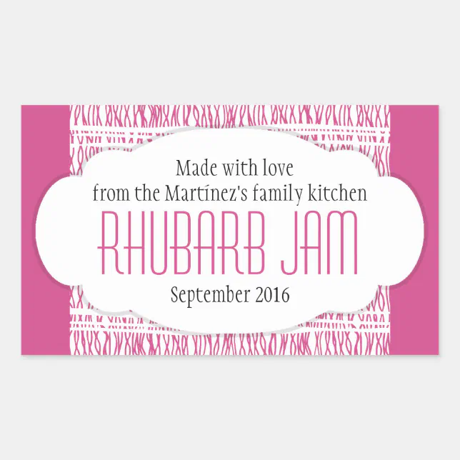 Rhubarb jam food label sticker | Zazzle