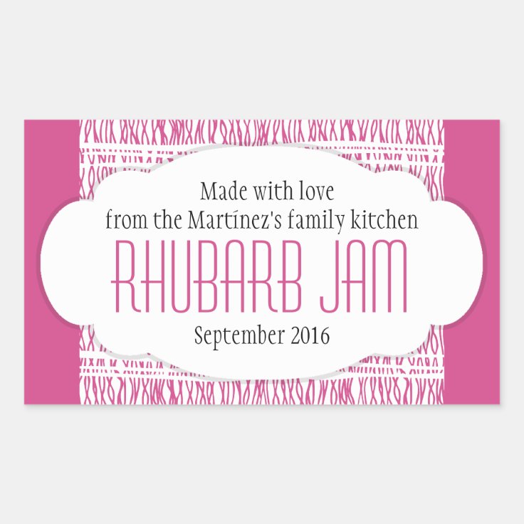 Rhubarb jam food label sticker | Zazzle